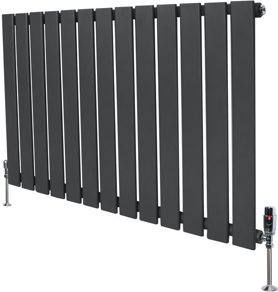 Horizontale design radiator vlak 1 kolom - grijs - 600x910mm ...