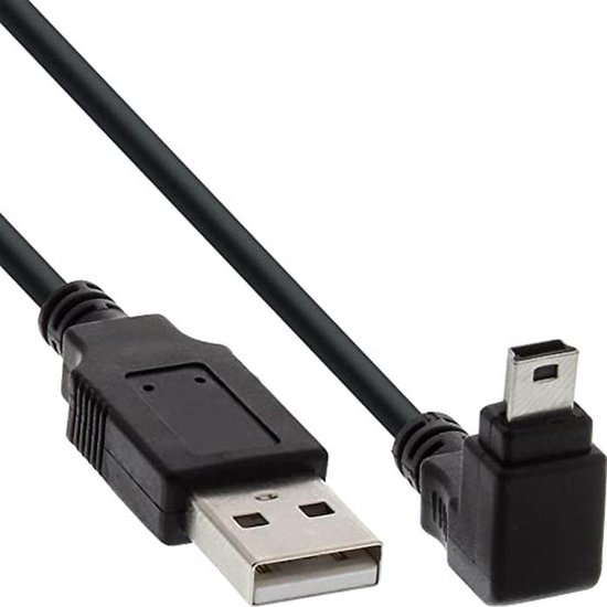 USB 2.0 Mini-kabel - Stekker A naar Mini-B (5-pins) onder hoek 90 ...