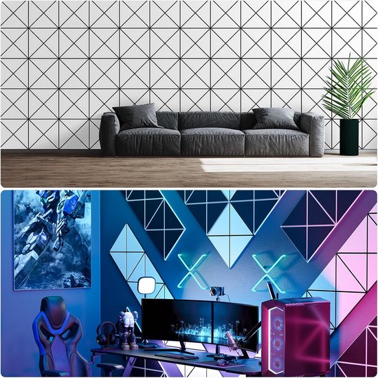12x Akoestische Panelen Zelfklevend 30x30cm X-Vorm Geluiddicht ...