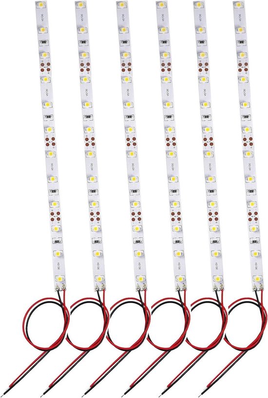 Voorbekabelde warmwitte LED-strips - set van 6 - zelfklevend - 12V ...