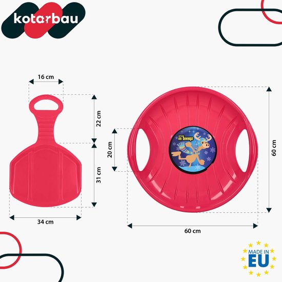 KOTARBAU 2x slee kind, pvc 60 cm, roze, sneeuw, handgrepen | bol