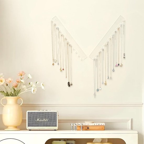 Wandmontage Acryl Sieraden Organizer met Haken voor Kettingen en ...