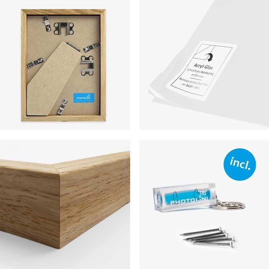Set van 2 Houten Fotolijsten Eiken 15x20 cm Massief Hout met Acrylglas ...