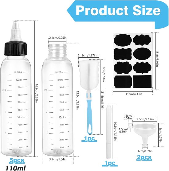 Allecto Plus - Lege knijpfles 110 ml met draaisluiting en accessoires | bol