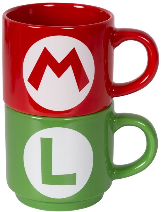 Nintendo - Super Mario - "Mario en Luigi Initiële" Stapelbare Mokken ...