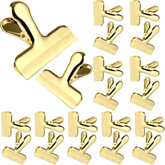 Pack of 20 Stainless Steel Terminal Clips - 8 x 6.3 cm - Gold Metal ...