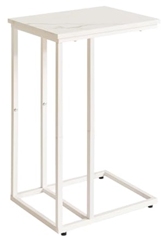 C-vormige bijzettafel voor bank en bed - witte faux marmeren ...