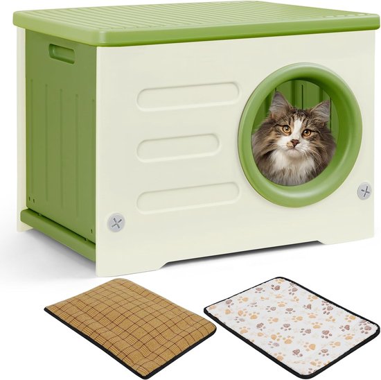 Kattenhuis voor binnen en buiten met weerbestendig dak en verhoogd ...