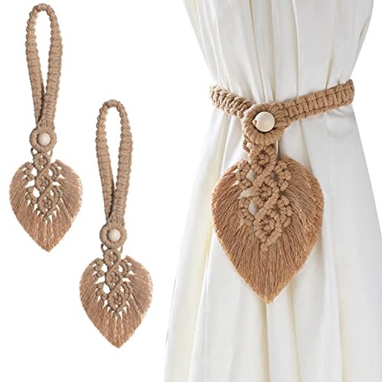 Bohemian Macrame Gordijn Tiebacks - 2 Stuks, Katoen & Polyester, 4 ...