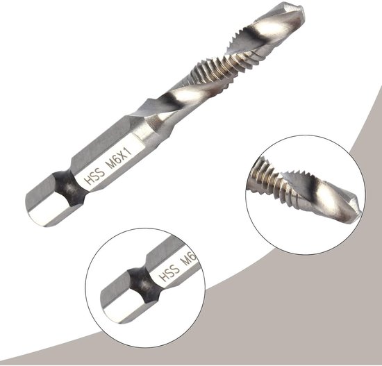 Boor en Tap Bit - HSS - M6 - 1/4 "Hex Shank - Taper Boren - Power Tool ...