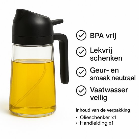 Olijfolie sprayer 500 ml glas - 2-in-1 olie dispenser en oliespray ...
