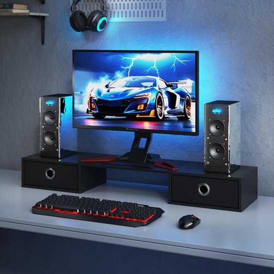 eeldschermverhoging, 2 monitors, 92 cm, monitorstandaard met lade ...