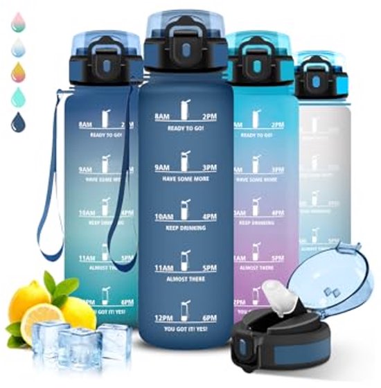 1l Waterfles, Sportfles, Waterfles Met Rietje, Gemakkelijk Schoon Te ...