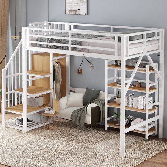 Sweiko Hoogslaper - 90x200cm - IJzeren frame - 4 planken - Met ...