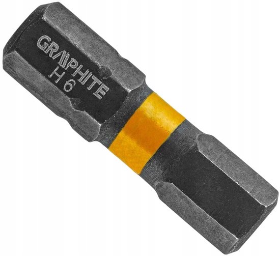 GRAPHITE Slagmoer Bit HEX6 x 25mm - Duurzaam en Sterk | bol