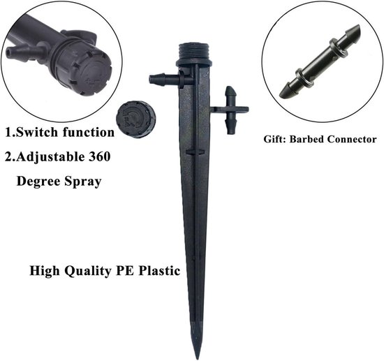 Irrigatiedruppelaars voor buizen van 4 mm/7 mm, verstelbaar, 360 graden ...