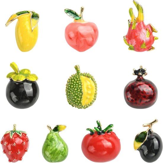 10 stuks emaille fruit pins in verschillende vormen voor kleding en ...