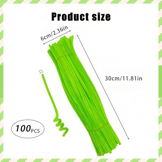 Pipe Cleaner 4 Different Green, for Crafts, 100 Pieces, Chenille Wire ...