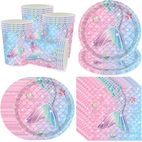 Mermaid Party Dinnerware Set voor 16 Gasten - Mermaid Party Borden ...