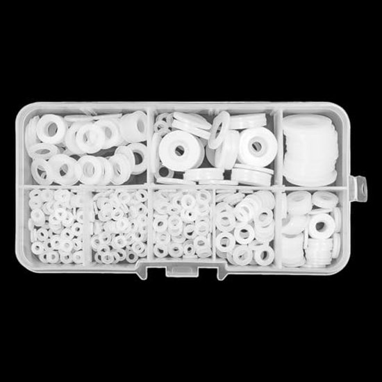 500pcs White Nylon Rings Set - Plastic Flat O-Ring Round Gasket Rings ...