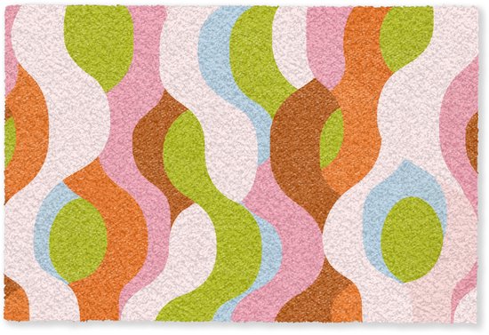 Deurmat 90x60 cm - Droogloopmat Abstract - Vormen - Roze - Mat voor ...