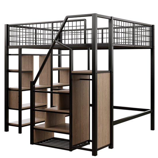 Sweiko Hoogslaper - 140 x 200 cm - Meerdere planken - Open kleerkast ...