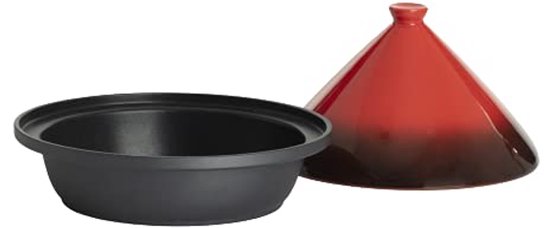 Tajine Pan voor Inductie - Gekleurde Rood en Zwart Glaskeramiek en ...