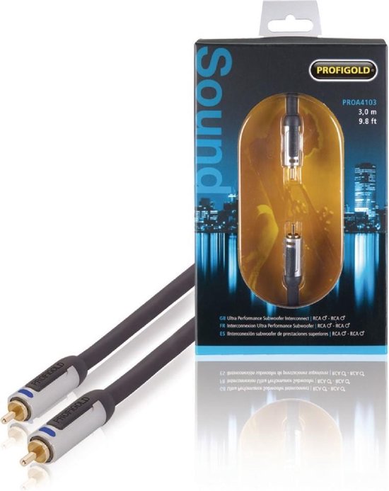 Profigold Proa4103 Câble Subwoofer Rca Male - Male 3.00 M Zwart | bol.com