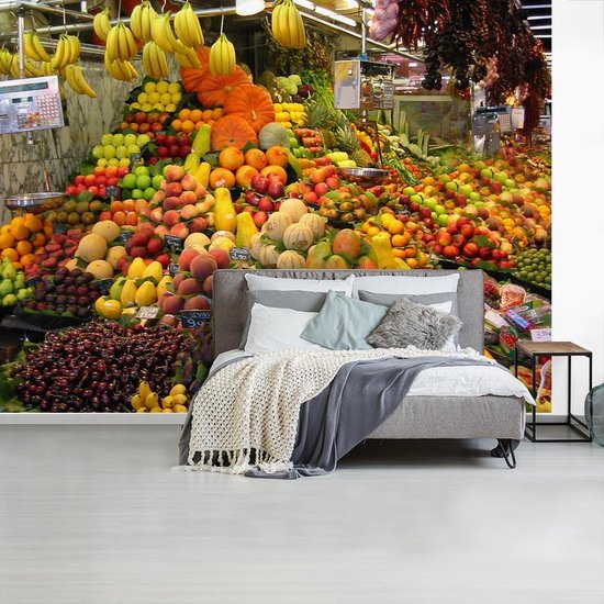 Behang - Fotobehang Fruit - Kraam - Barcelona - Breedte 320 cm x hoogte ...