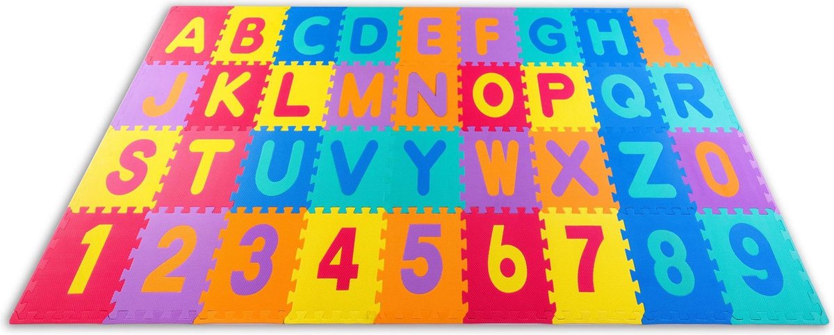 Speelmat - foam puzzelmat - 120x270 cm - alfabet & cijfers | bol.com