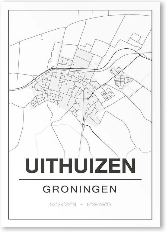 Poster/plattegrond UITHUIZEN - 30x40cm | bol.com
