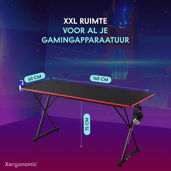 Xergonomic Morpheus Gaming bureau - Game Desk - Koptelefoonhouder ...