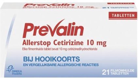 Prevalin Allerstop 10mg Cetirizine - Hooikoortstabletten - 21 tabletten ...