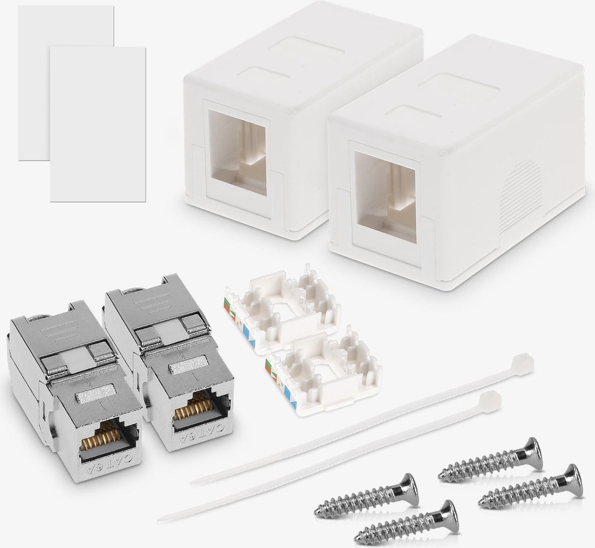 kwmobile 2x RJ45 netwerkdoos - Afgeschermde wandcontactdoos - Met CAT6A ...