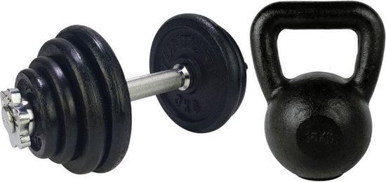 Tunturi - Fitness Set - Halterset 15 kg incl 1 Dumbbellstang ...