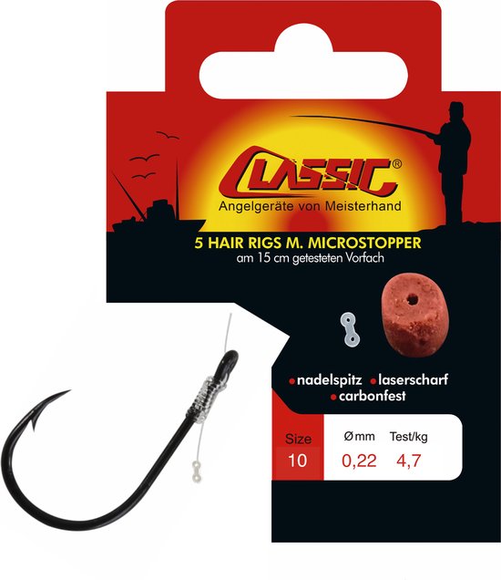 Hair Rigs voorgebonden 15cm, maat 10 / 0,22mm - Microstopper inkl. / 10 ...