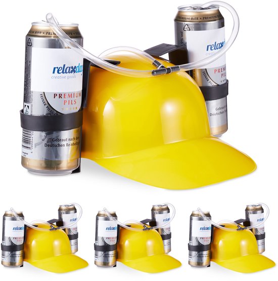 4 x drinkhelm voor 2 blikjes - bierhelm - helm met slang - zuiphelm ...