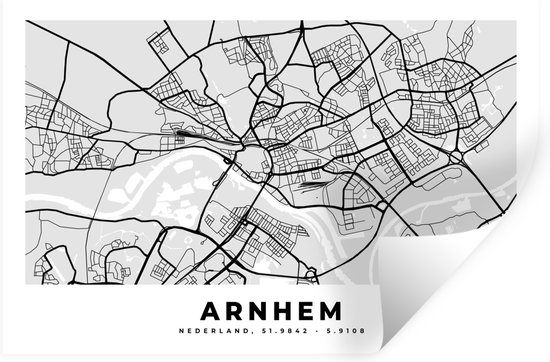 Muurstickers - Sticker Folie - Stadskaart - Arnhem - Nederland - 120x80 ...