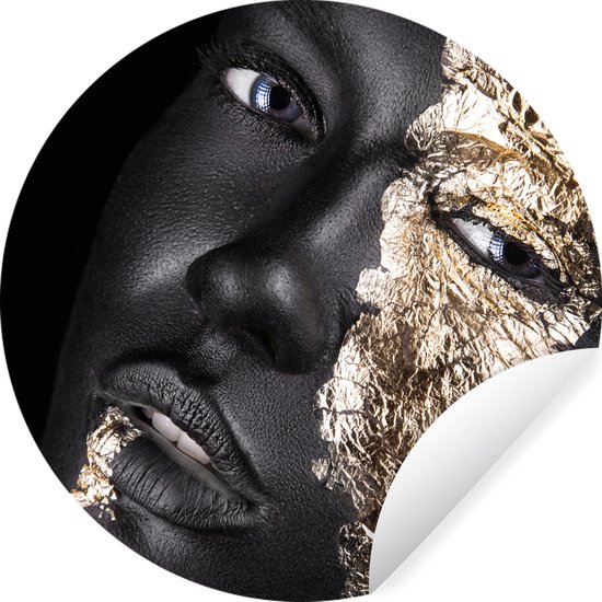 WallCircle - Muurstickers - Behangcirkel - Vrouw - Goud - Zwart - 100x100 cm -... | bol