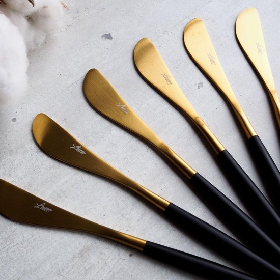 Lusso Elegante Botermesjes – Goud Zwart - 6 Stuks | bol.com