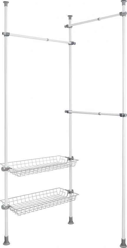 Wenko Kledingrek Herkules Duo 164-215 X 165-300 X 38 Cm Rvs Wit | bol