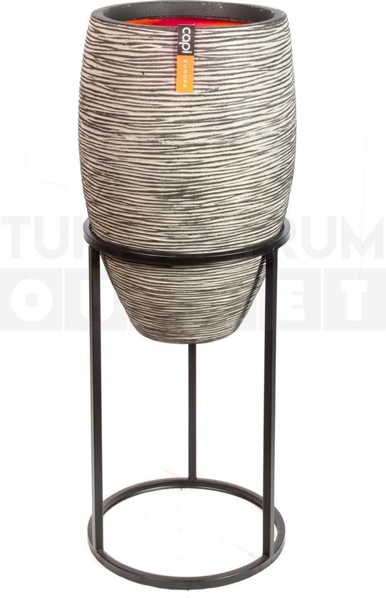 Planttafel cachet 43 zwart + Vaas elegant deluxe Rib NL 45x72 antraciet ...