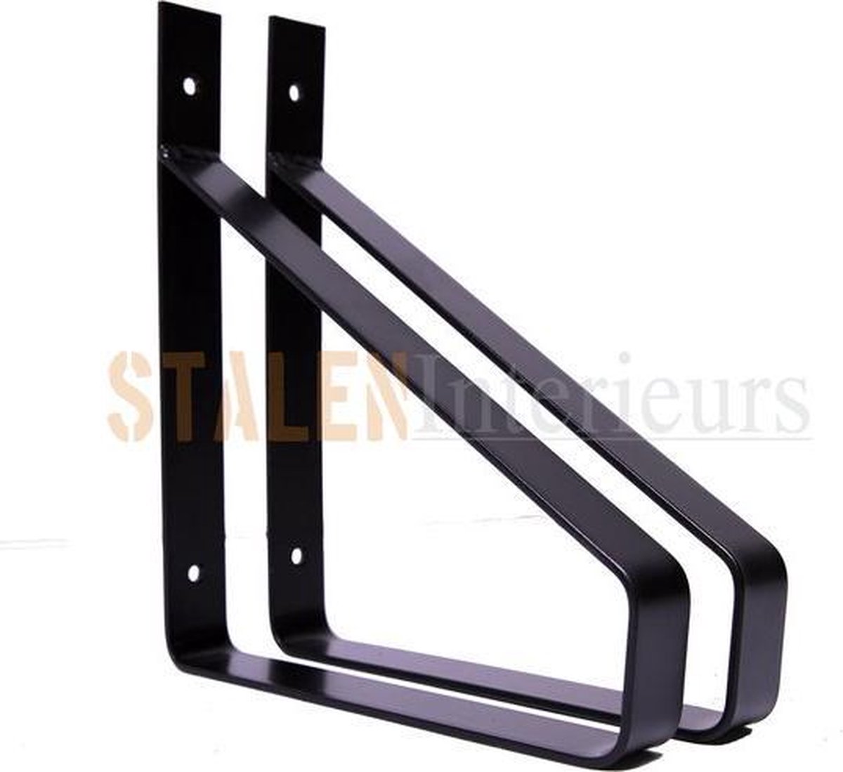 Industriële Plankdragers Staal | Mat Blank| Eikenhout | 80cm| planken ...