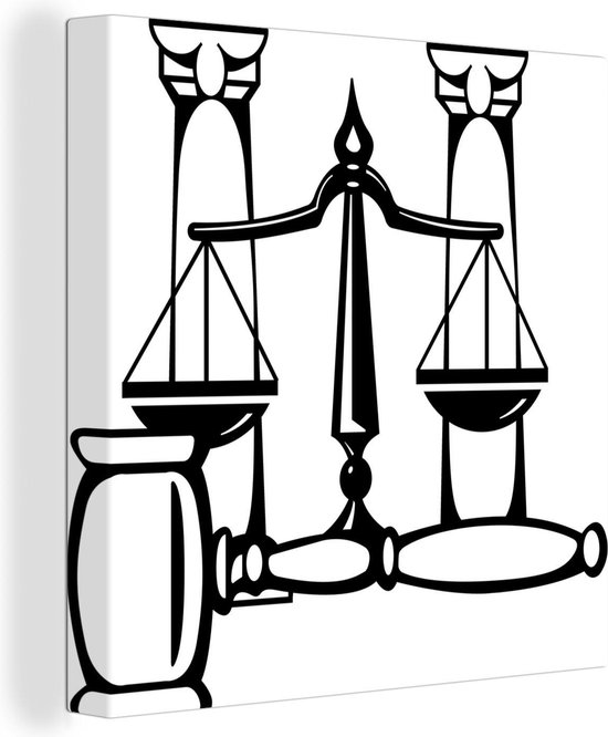 Canvas Schilderij Een tekening van enkele attributen van de rechter ...