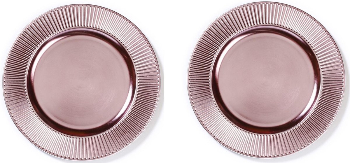 2x assiettes à bougies rondes / sous assiettes en plastique rose rose ...