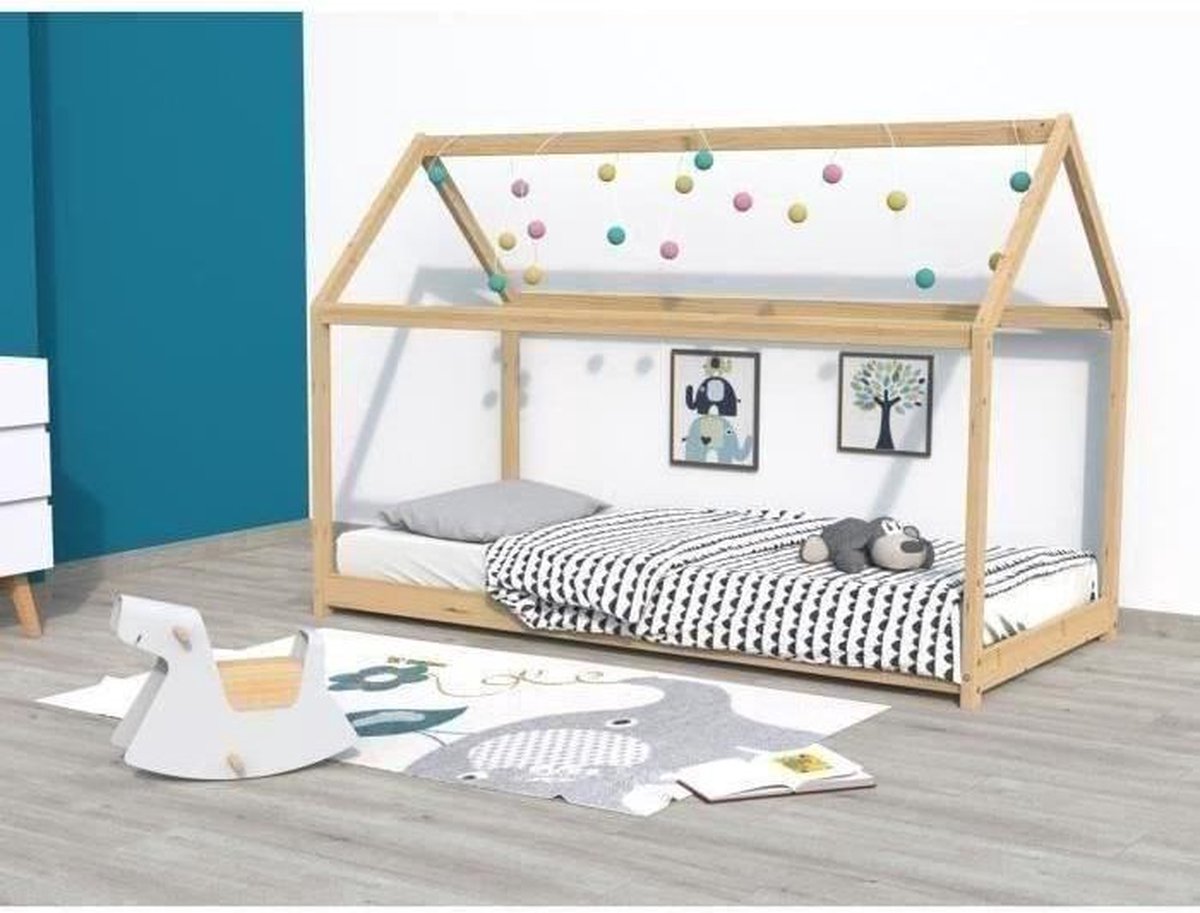 PANDA Lit enfant cabane - Style junior - Bois pin massif naturel ...