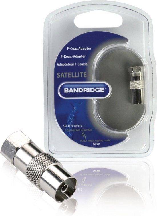 Bandridge BVP390 Antenne Adapter F-male - Coax Female (iec) Zilver | bol