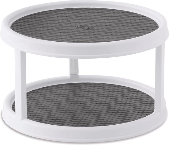 Non-Skid 2-Tier Pantry Cabinet Lazy Susan Draaitafel 12-Inch Wit Grijs ...