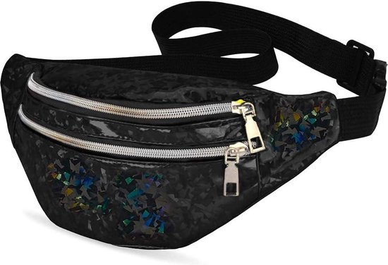 Heuptas dames waterafstotend metallic 3 vakken schoudertassen zwart ...