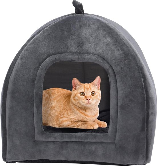Gezellige opvouwbare kattenmand - warm en wasbaar - grijs - XXL formaat ...